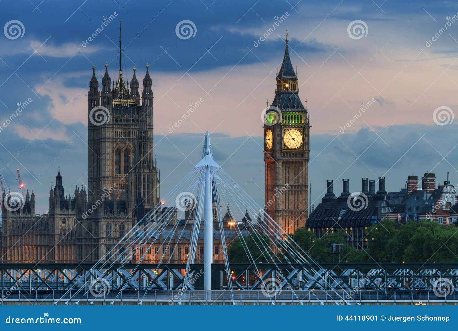 Hungerford Bridge in Front of Big Ben Stock Image - Image of ...