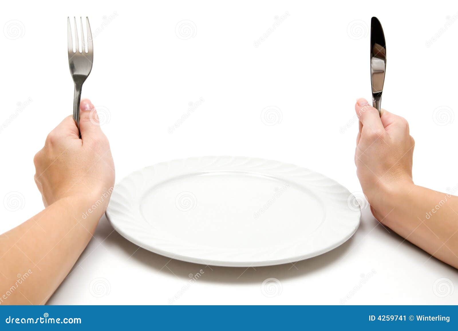 Hungrig stockbild. Bild von besteck, geschirr, hand, frau - 4259741