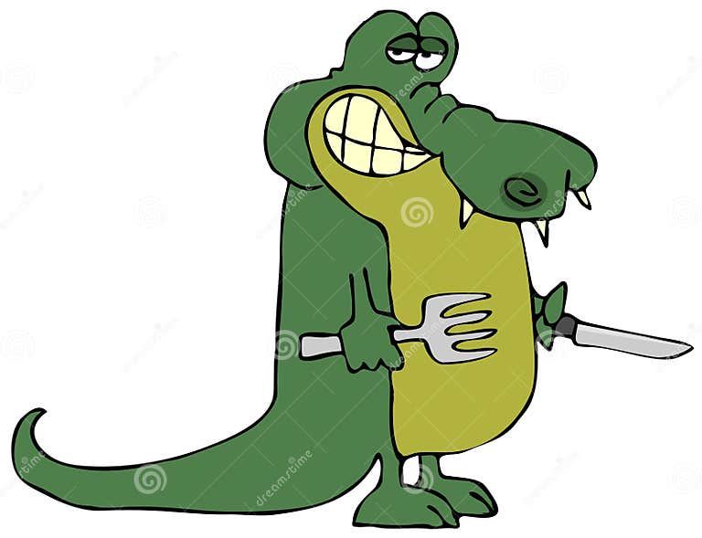 Hungry Alligator stock illustration. Illustration of utensil - 4433156