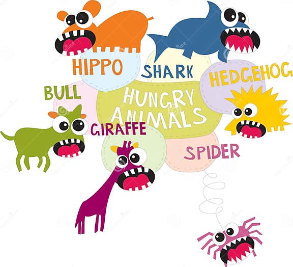 Hungry animals stock vector. Illustration of text, bull - 9672138