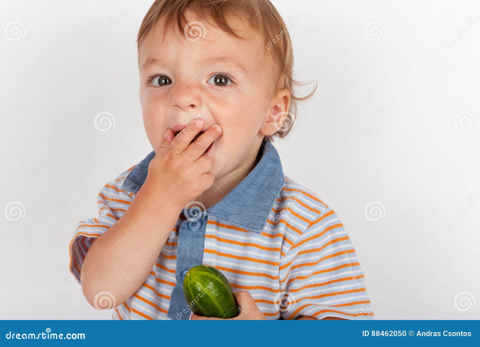 Hungry Baby Boy Eating Cucumber Stock Photo - Image of health, hungry ...