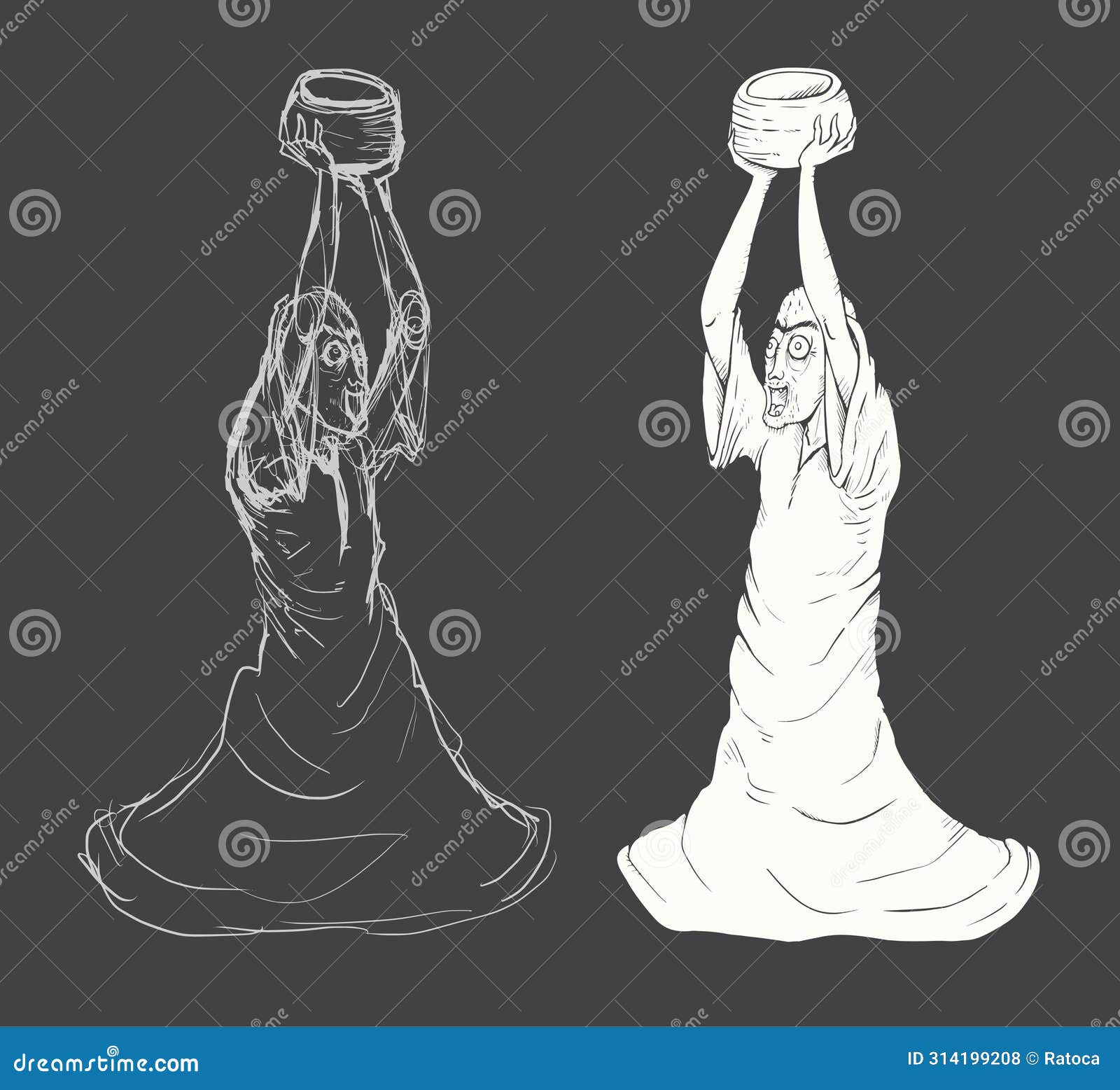 Hungry beggar man draw stock vector. Illustration of arts - 314199208