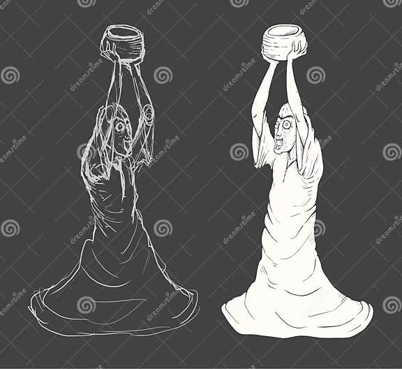 Hungry beggar man draw stock vector. Illustration of arts - 314199208