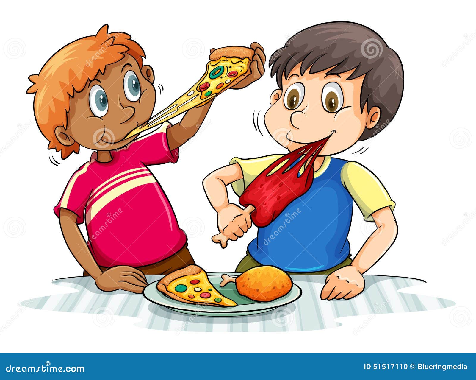Hungry Boys Eating Stock Vector - Image: 51517110