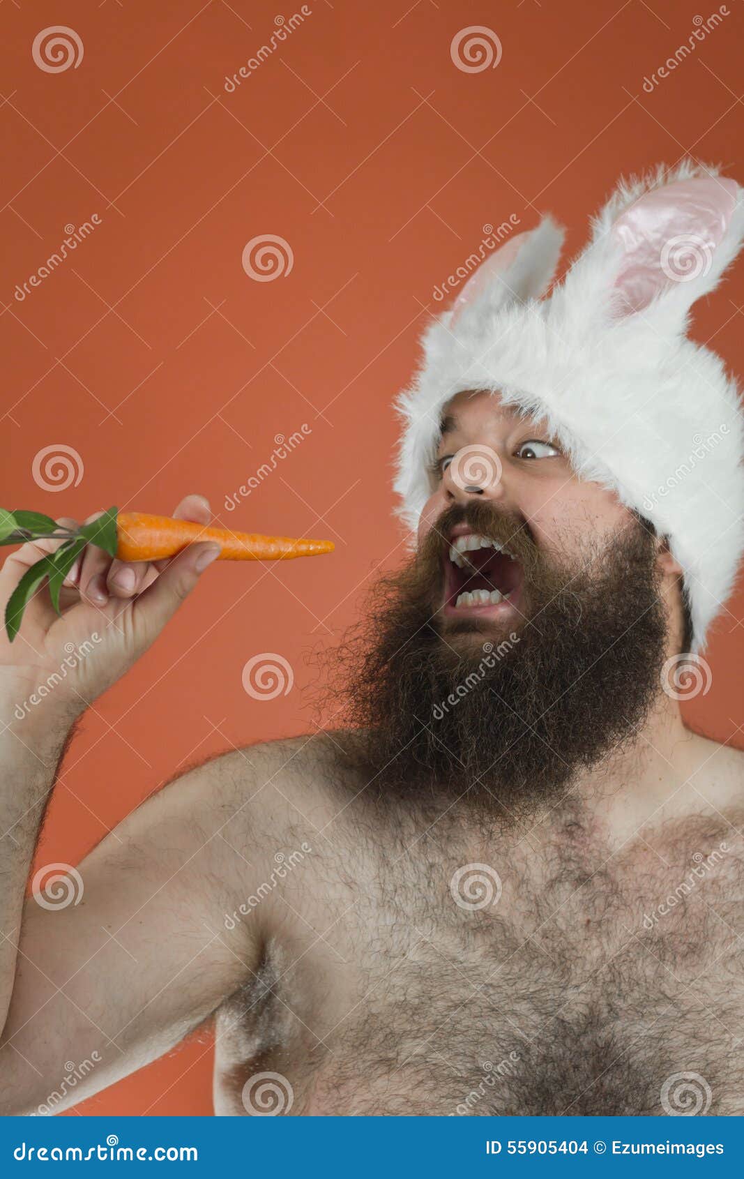 Hungry Bunny Man stock photo. Image of people, eating - 55905404