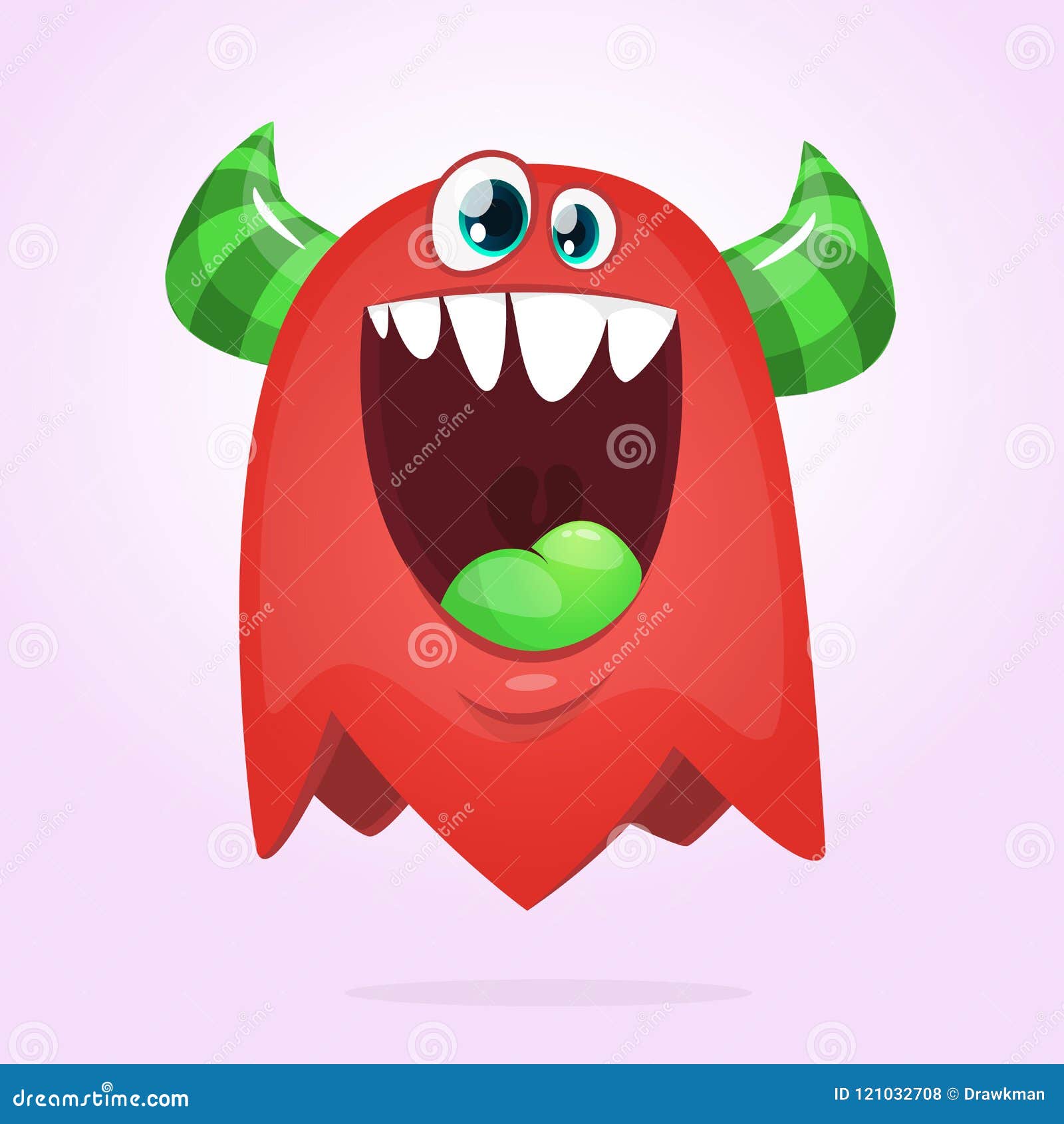 Hungry Cartoon Monster. Halloween Vector Red and Horned Monster. Stock ...