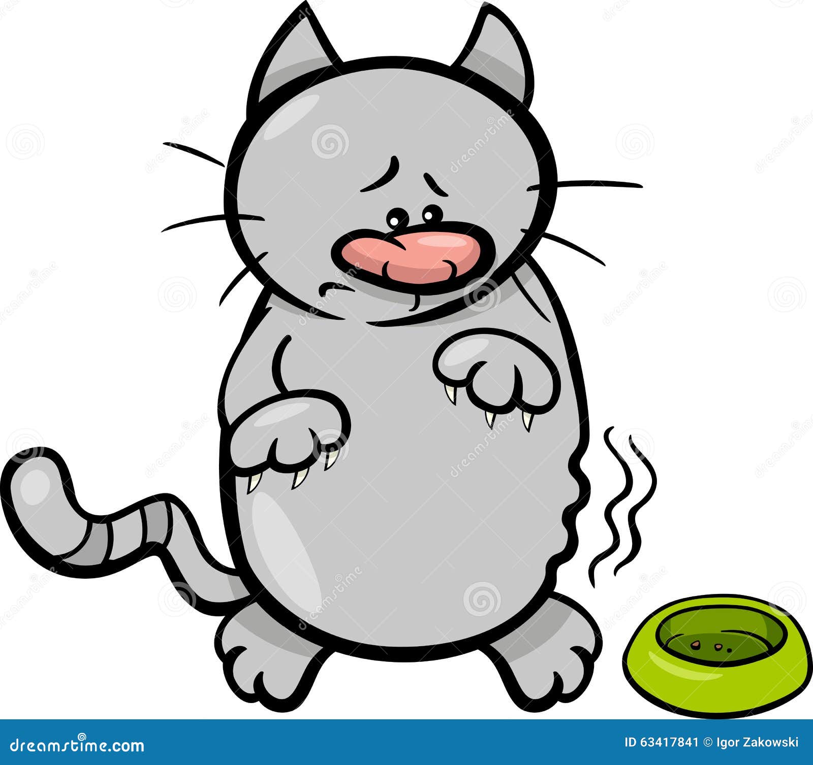 Hungry Cat Cartoon Illustration Stock Vector - Illustration of feline ...