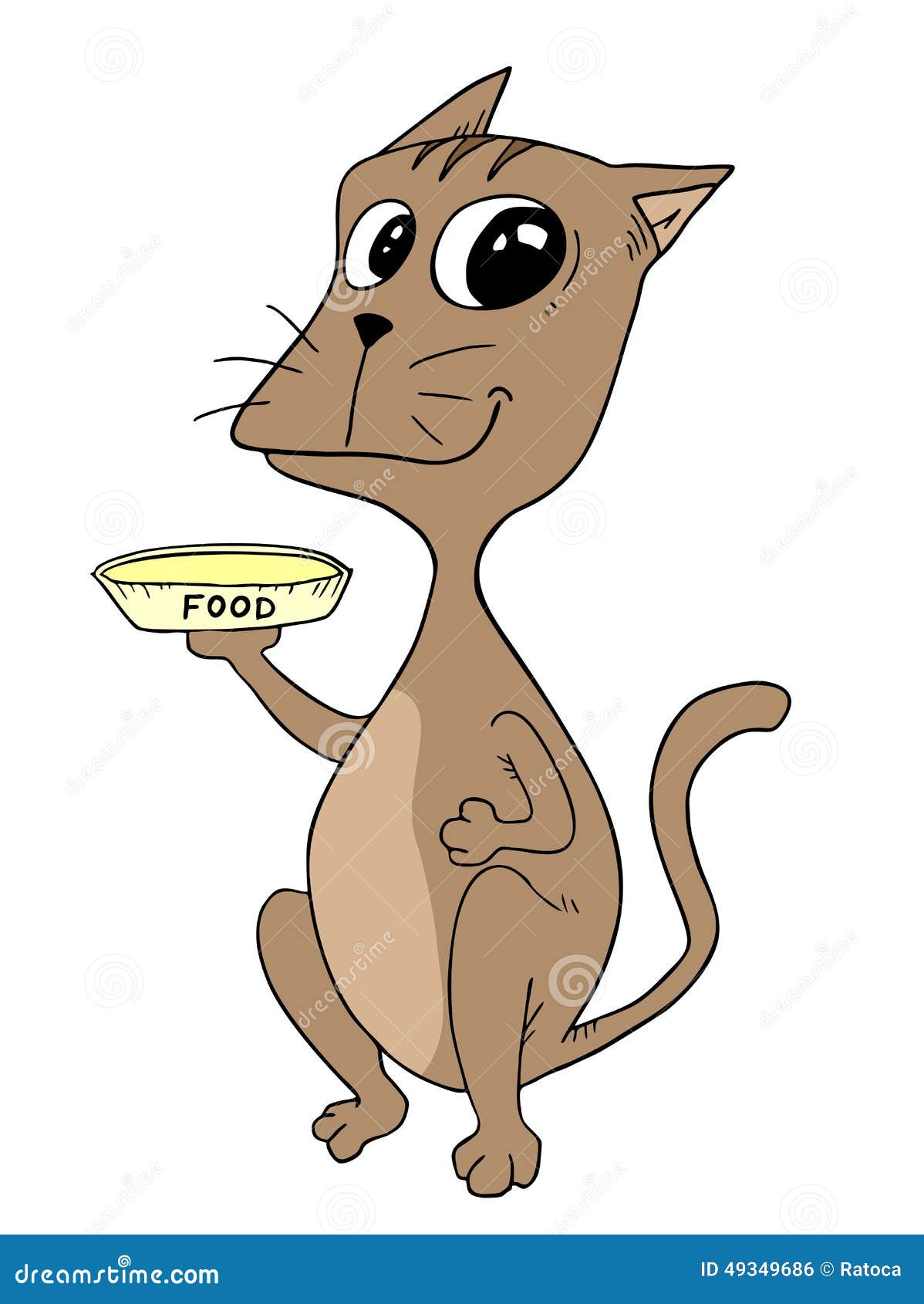 Hungry cat stock vector. Illustration of cartoons, food - 49349686