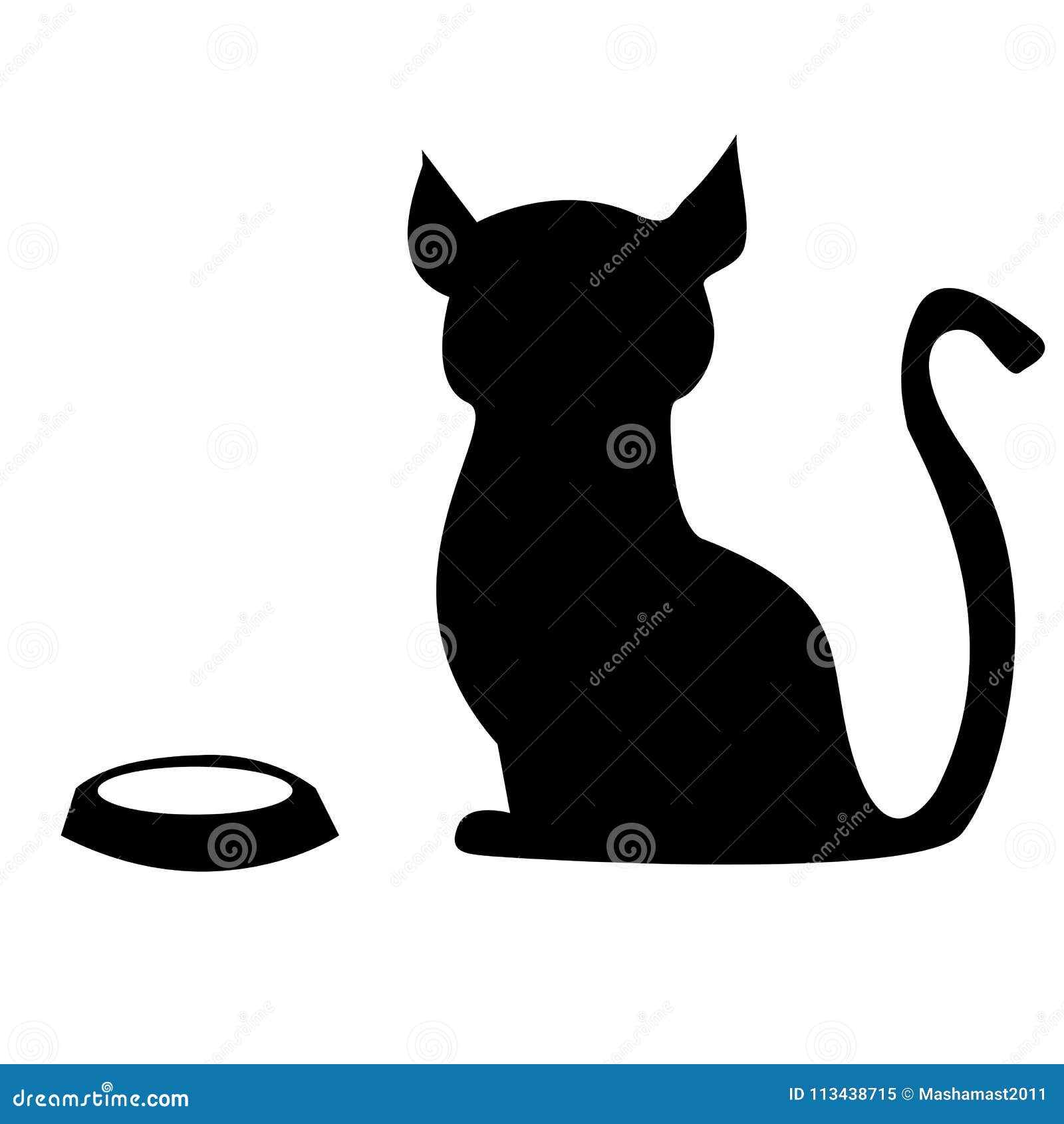 Hungry Cat with an Empty Bowl Stock Vector - Illustration of animal ...