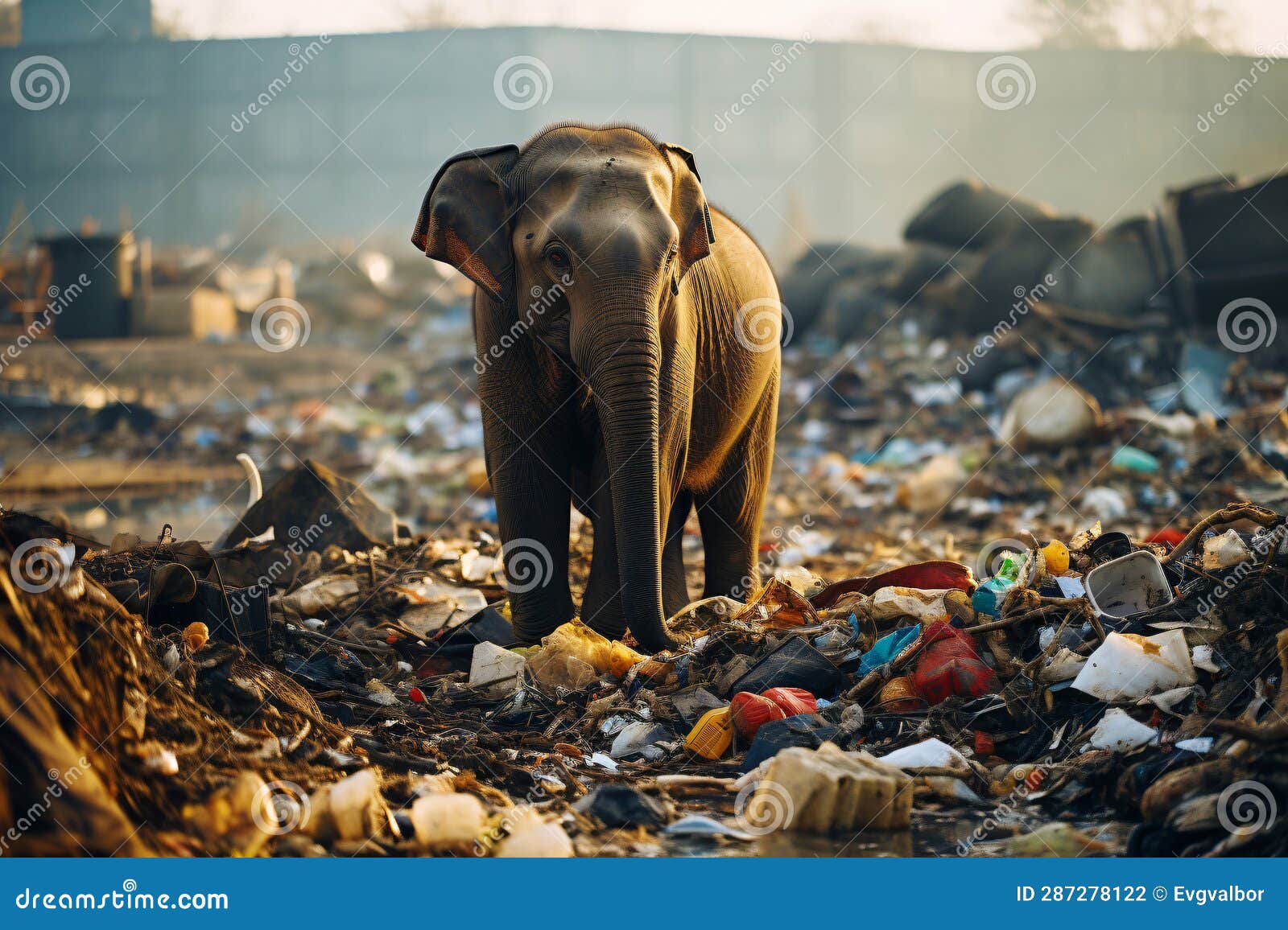 A Hungry Elephant in Search of Food in a Garbage Dump. the Problem of ...