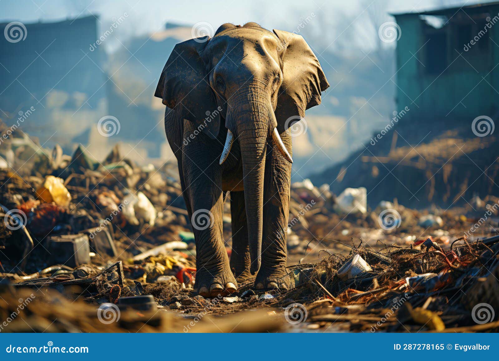 A Hungry Elephant in Search of Food in a Garbage Dump. the Problem of ...