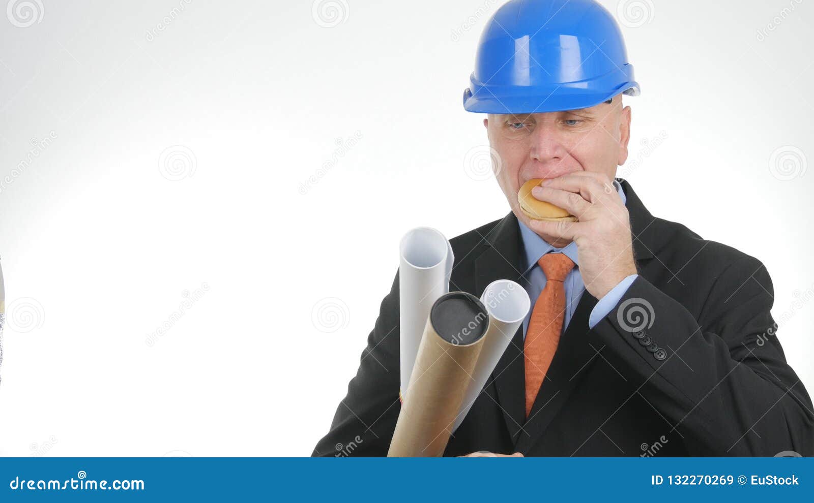 Hungry Engineer Image Eating Starved a Snack Stock Image - Image of ...