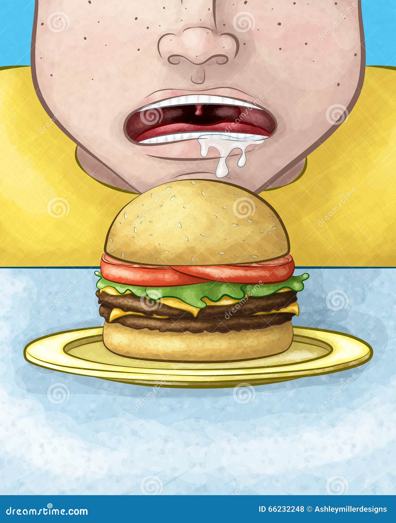 Hungry Face with Cheeseburger Stock Vector - Illustration of fast ...