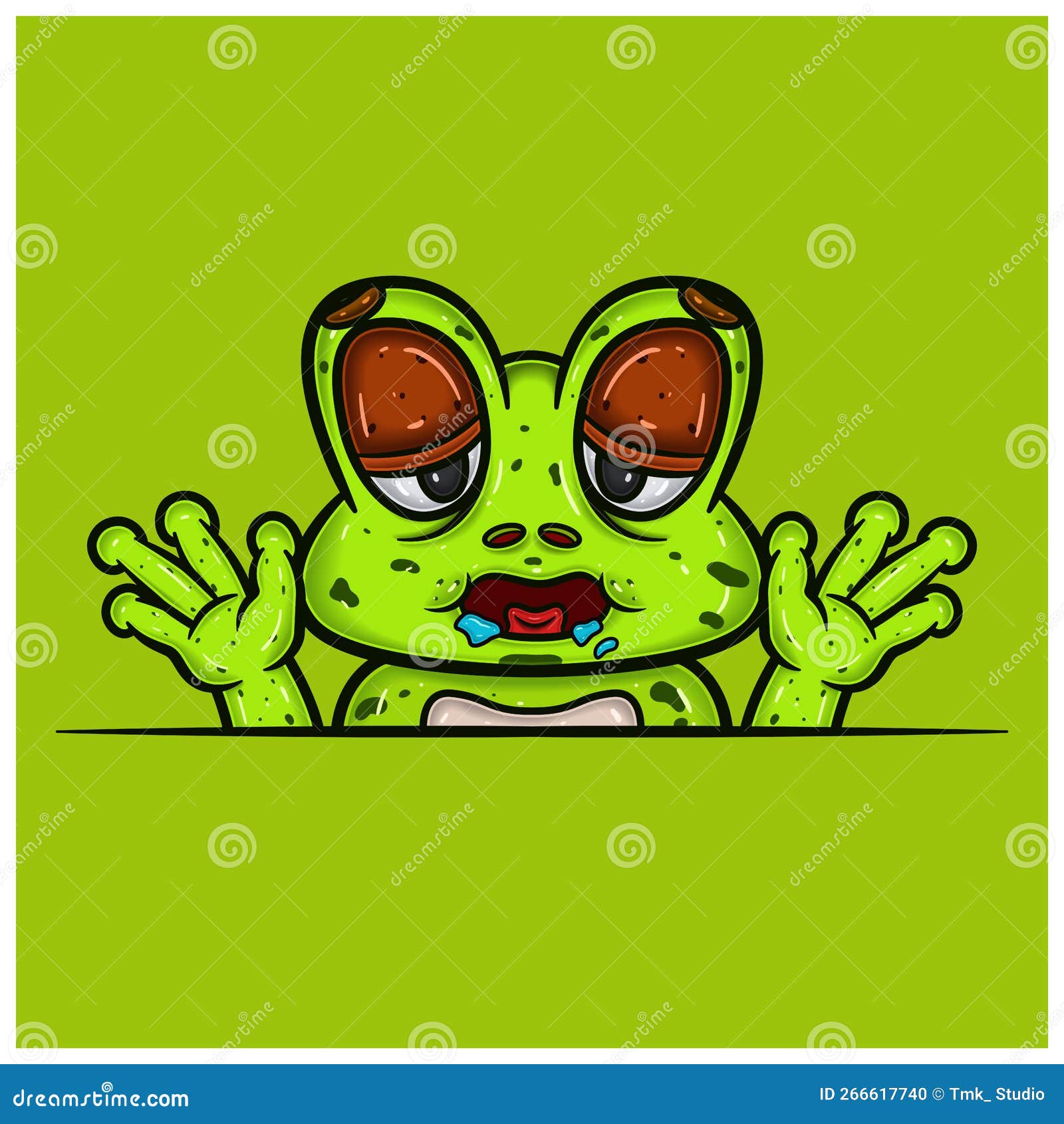 Hungry Face Expression with Frog Cartoon. Stock Vector - Illustration ...