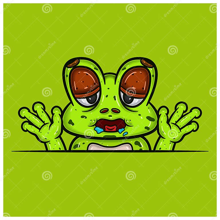Hungry Face Expression with Frog Cartoon. Stock Vector - Illustration ...