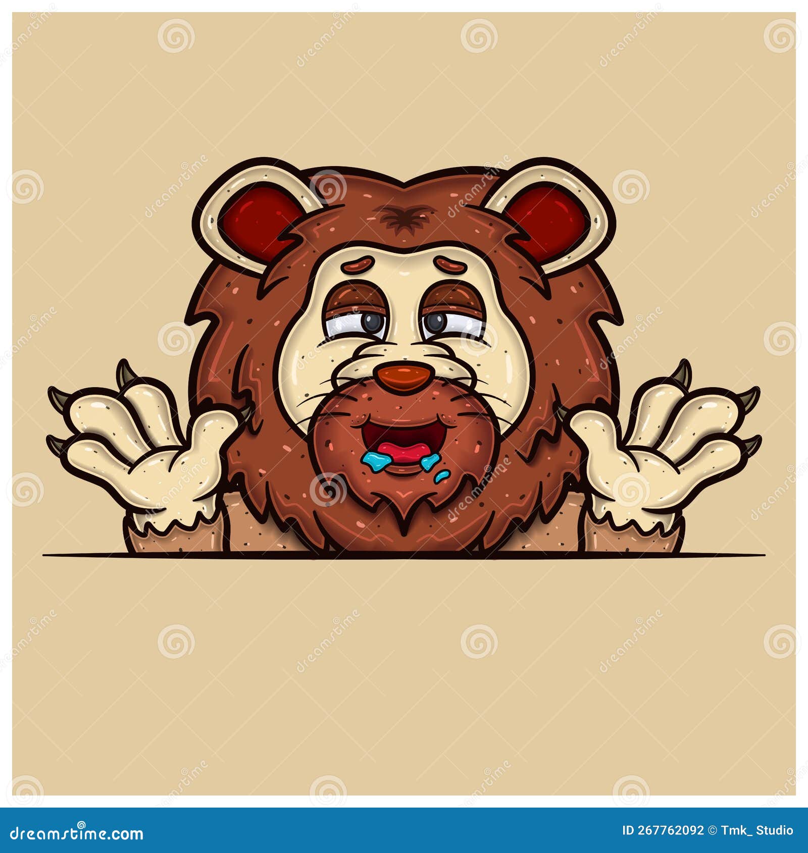 Hungry Face Expression with Lion Cartoon Stock Vector - Illustration of ...