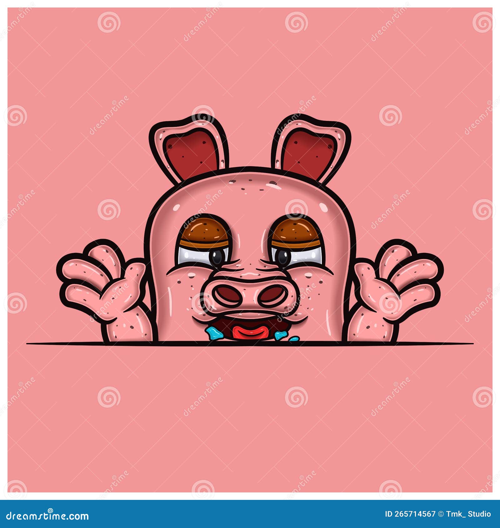 Hungry Face Expression with Pig Cartoon. Stock Vector - Illustration of ...