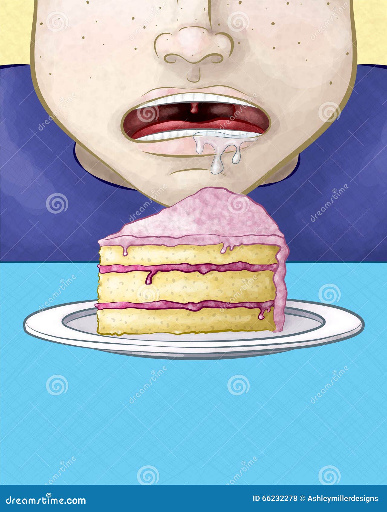 Hungry Face with a Slice of Cake Stock Vector - Illustration of pastry ...