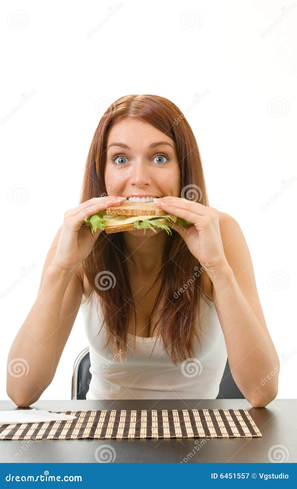 Hungry Gluttonous Woman Eating Stock Image - Image of lifestyle ...