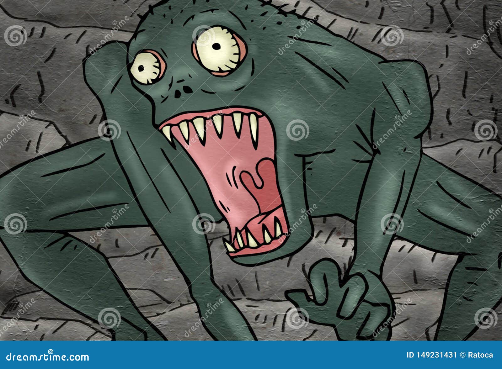 Hungry green mosnter stock illustration. Illustration of symbol - 149231431