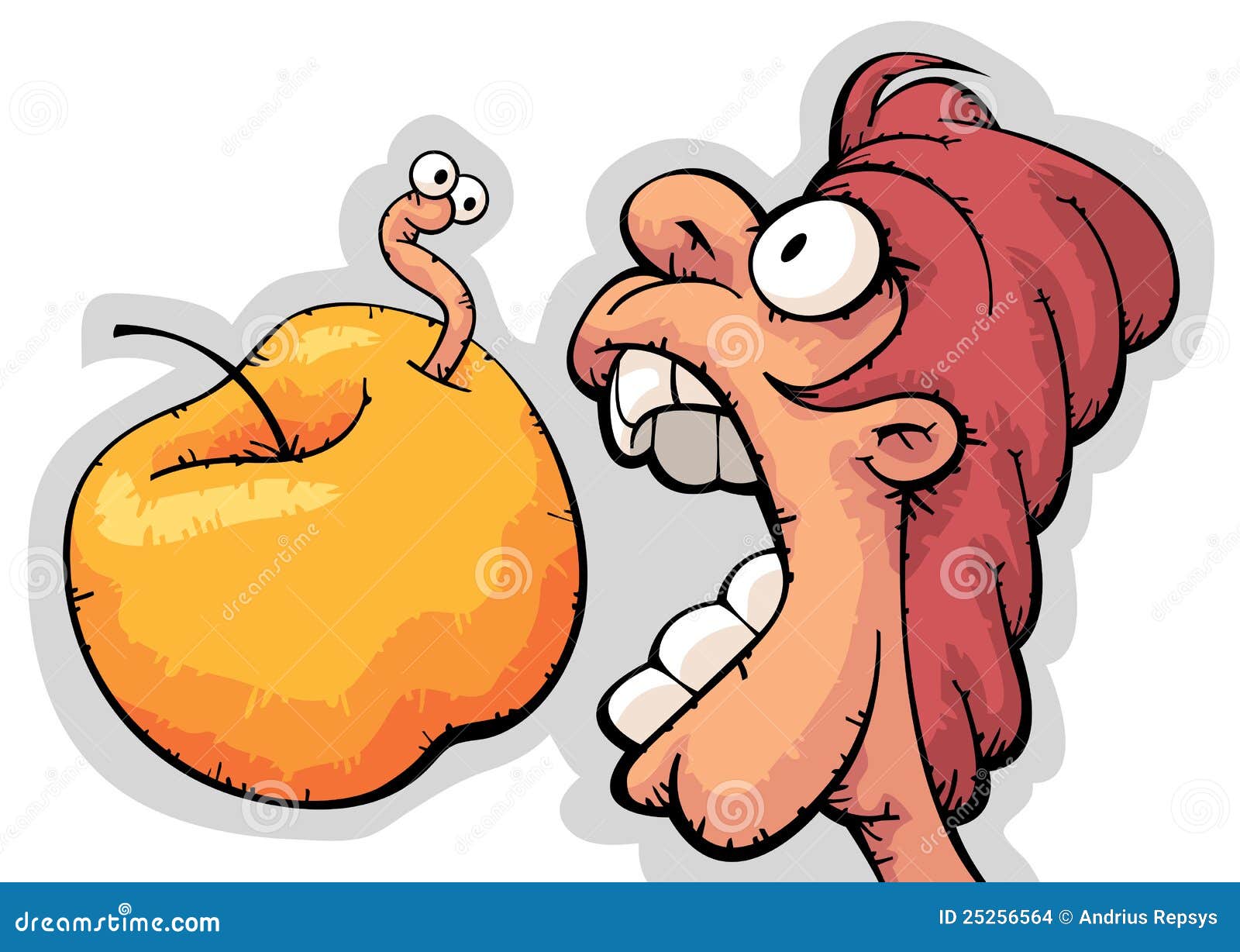 Hungry guy biting apple stock illustration. Illustration of caricature ...