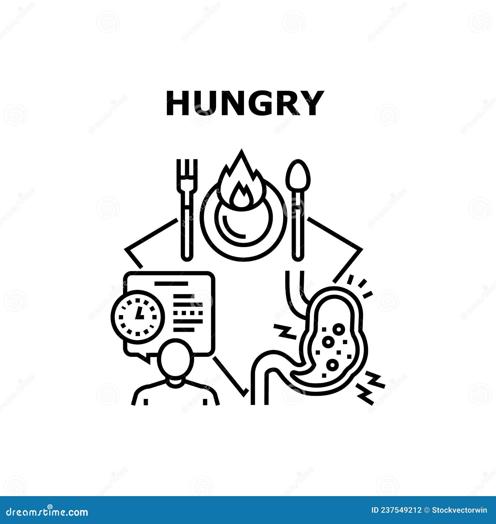 Hungry Icon Vector Illustration Stock Vector - Illustration of hunger ...