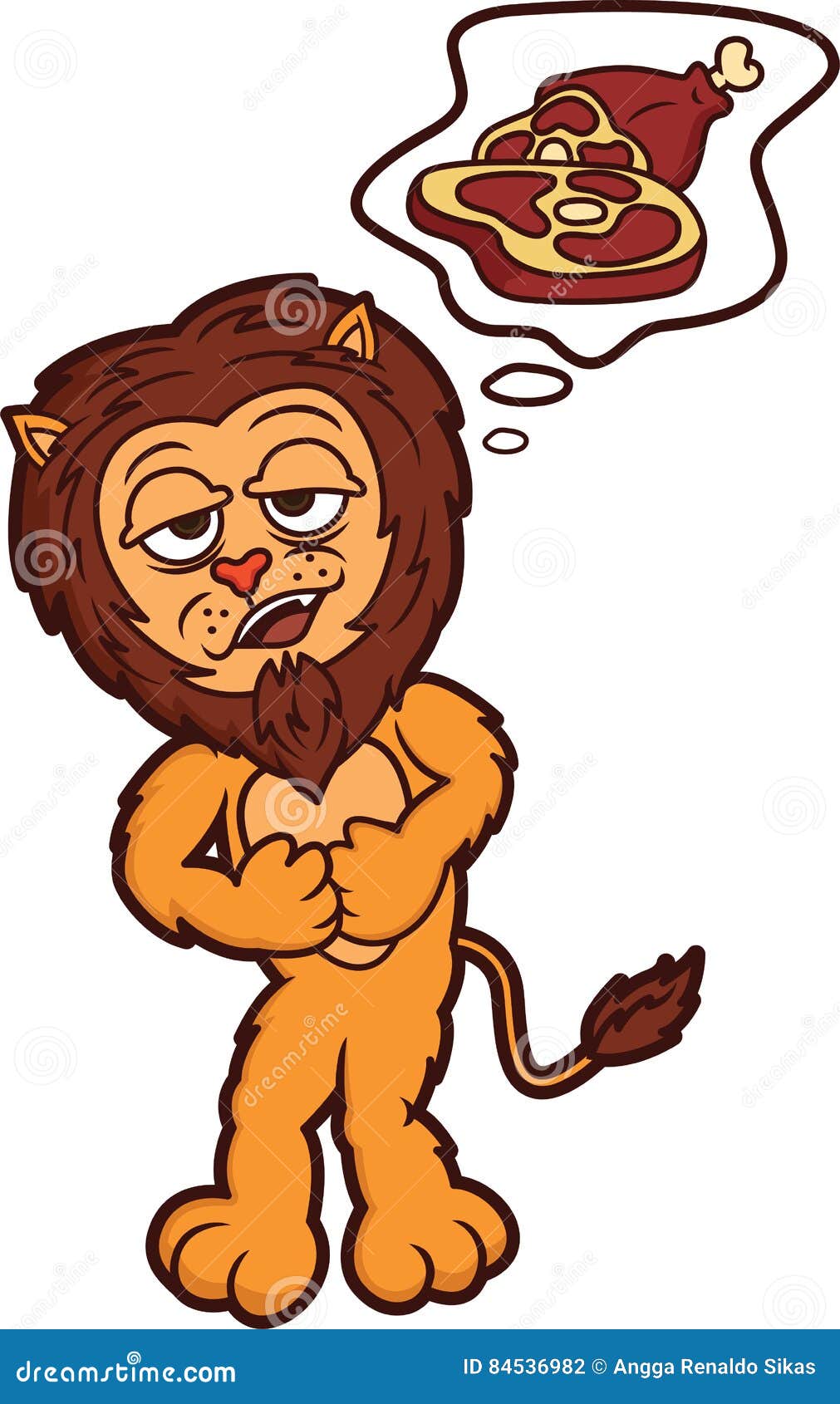 Hungry Kid Thinking About Pizza Snack Vector Cartoon Illustration ...