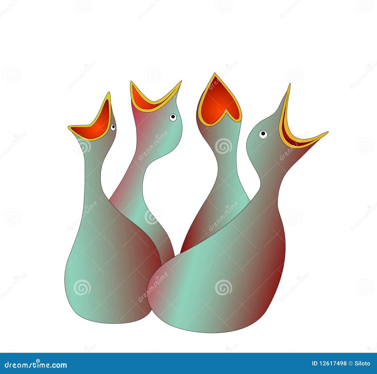 A Set Of Ravenous Birds. Isolated White Background. Gradient Colors Of ...