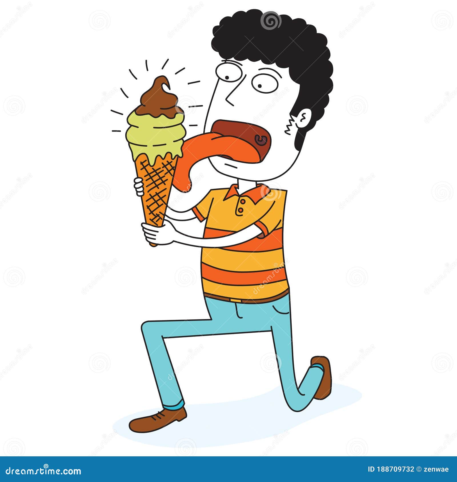 Hungry Man Eat an Ice Cream Stock Vector - Illustration of drawing ...