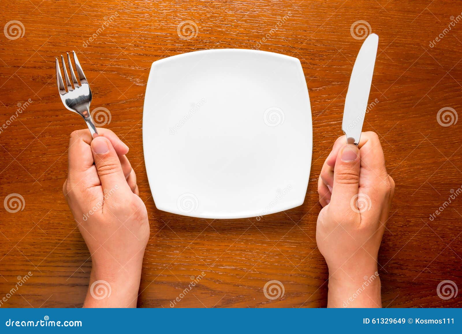 Hungry Man with Empty Plate Stock Image - Image of blank, plate: 61329649
