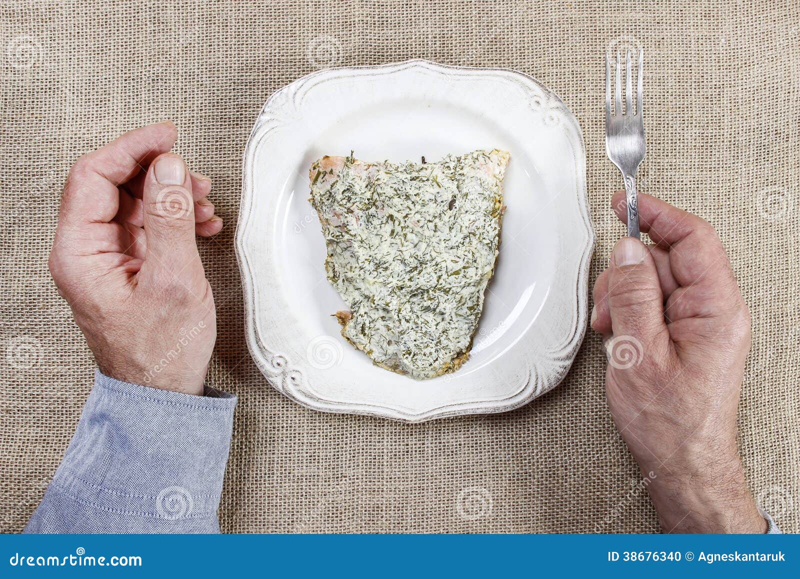 Hungry man over his meal. stock photo. Image of hessian - 38676340