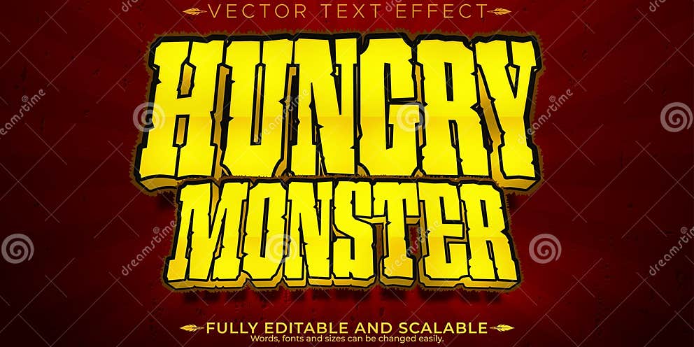 Hungry Monster Text Effect Editable Cartoon and Comic Text Style Stock ...