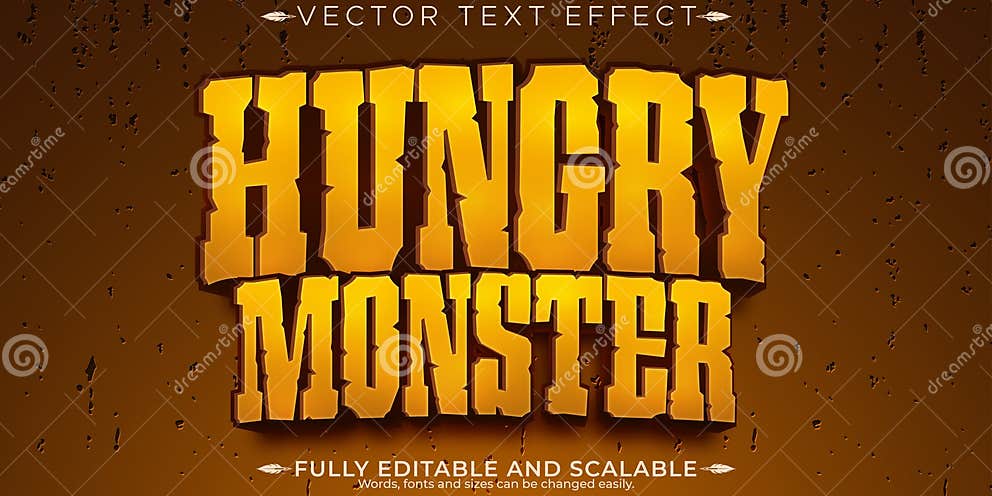 Hungry Monster Text Effect Editable Cartoon and Comic Text Style Stock ...