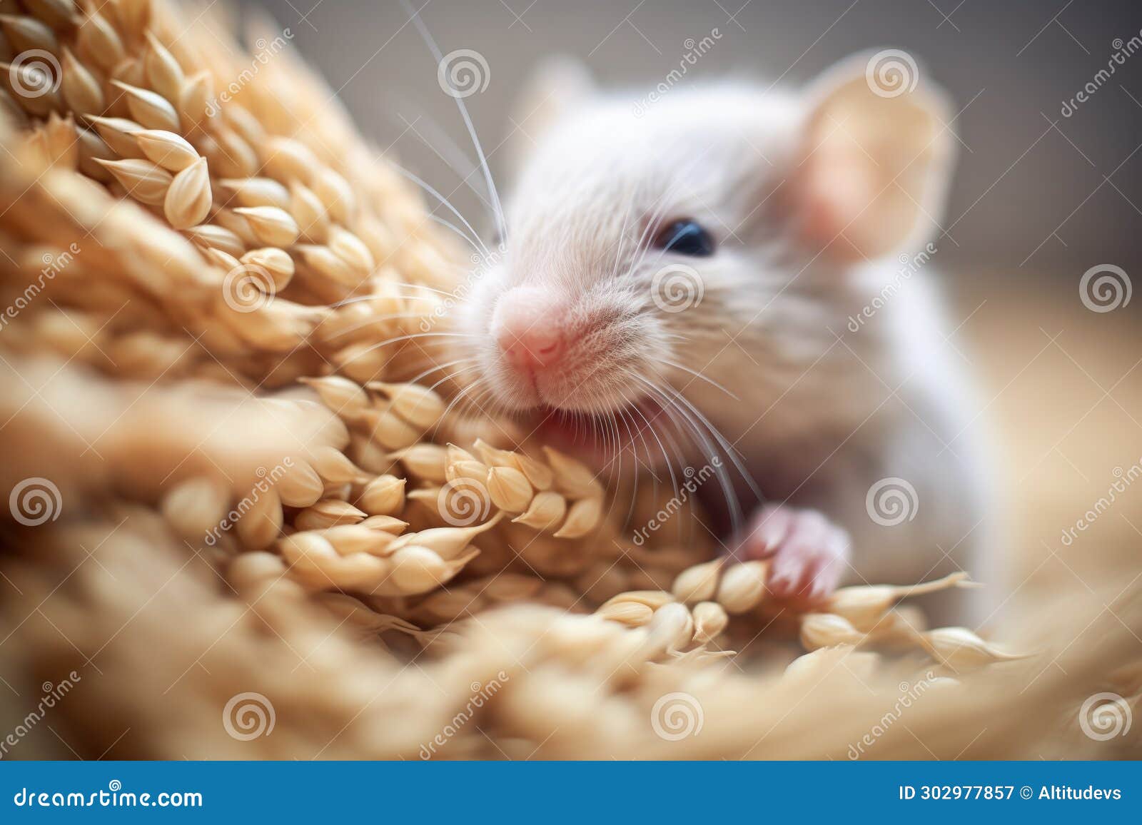Hungry Mouse Chewing on Barley Grains Stock Image - Image of wildlife ...