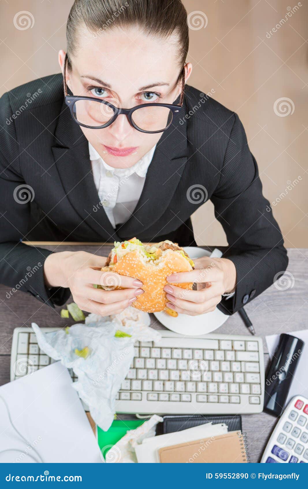 Hungry office worker. stock photo. Image of diet, happy - 59552890