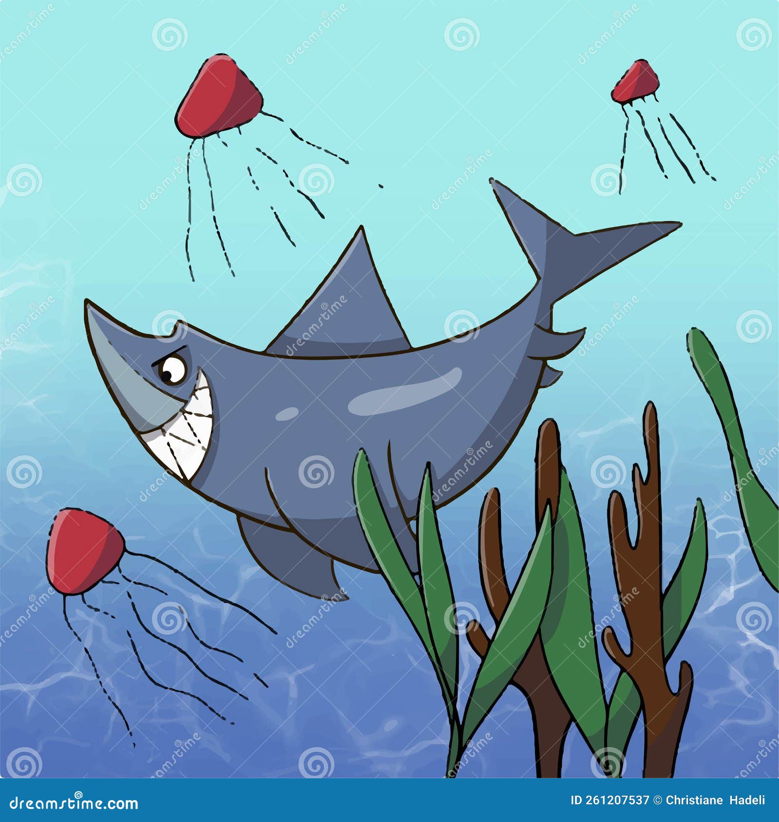 Hungry Shark. Cartoon Character. | CartoonDealer.com #175336385