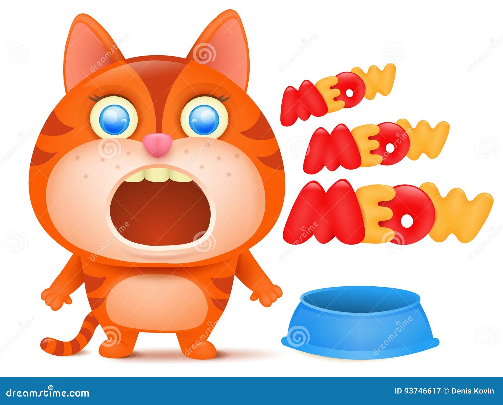 Hungry Striped Ginger Cat Cartoon Character Stock Illustration ...