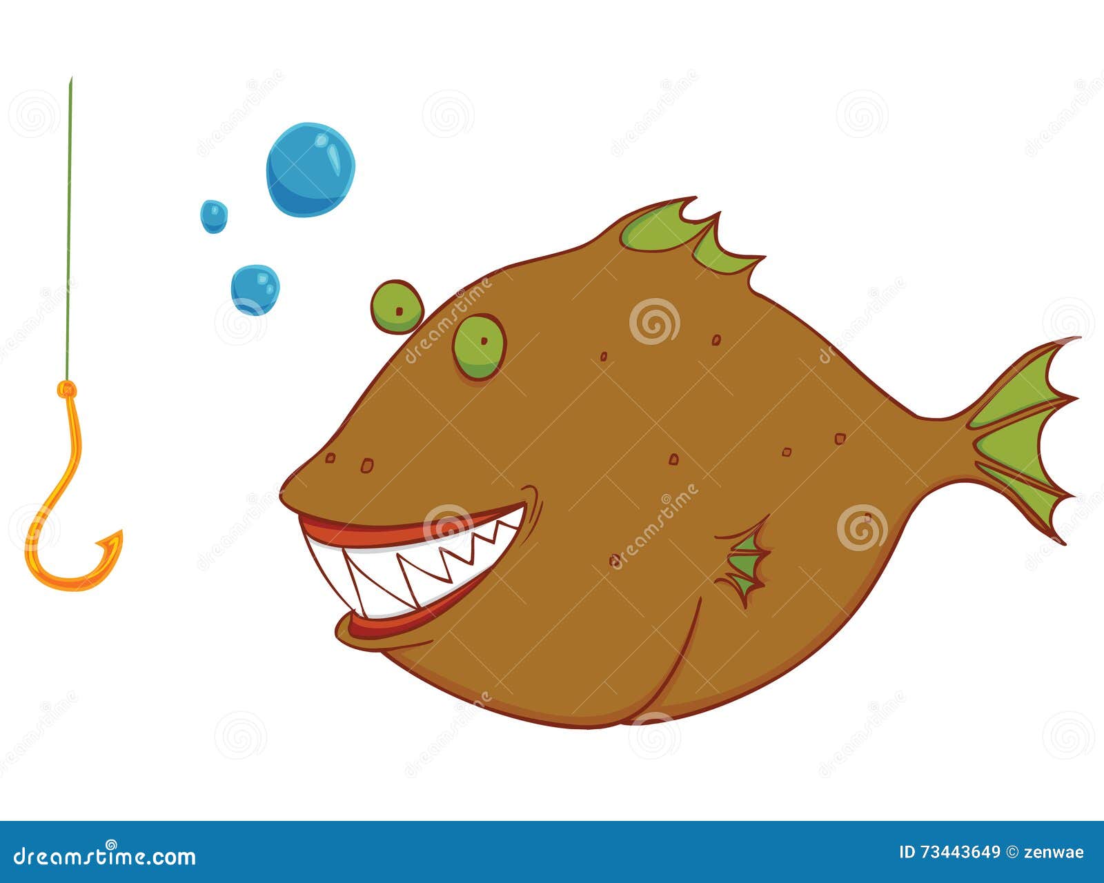 Hungry wild fish stock vector. Illustration of beast - 73443649