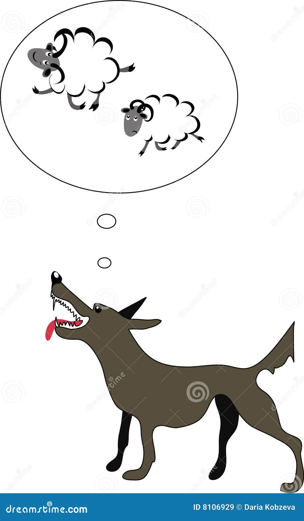 Hungry Wolf Thinking about Sheep Stock Vector - Illustration of snout ...