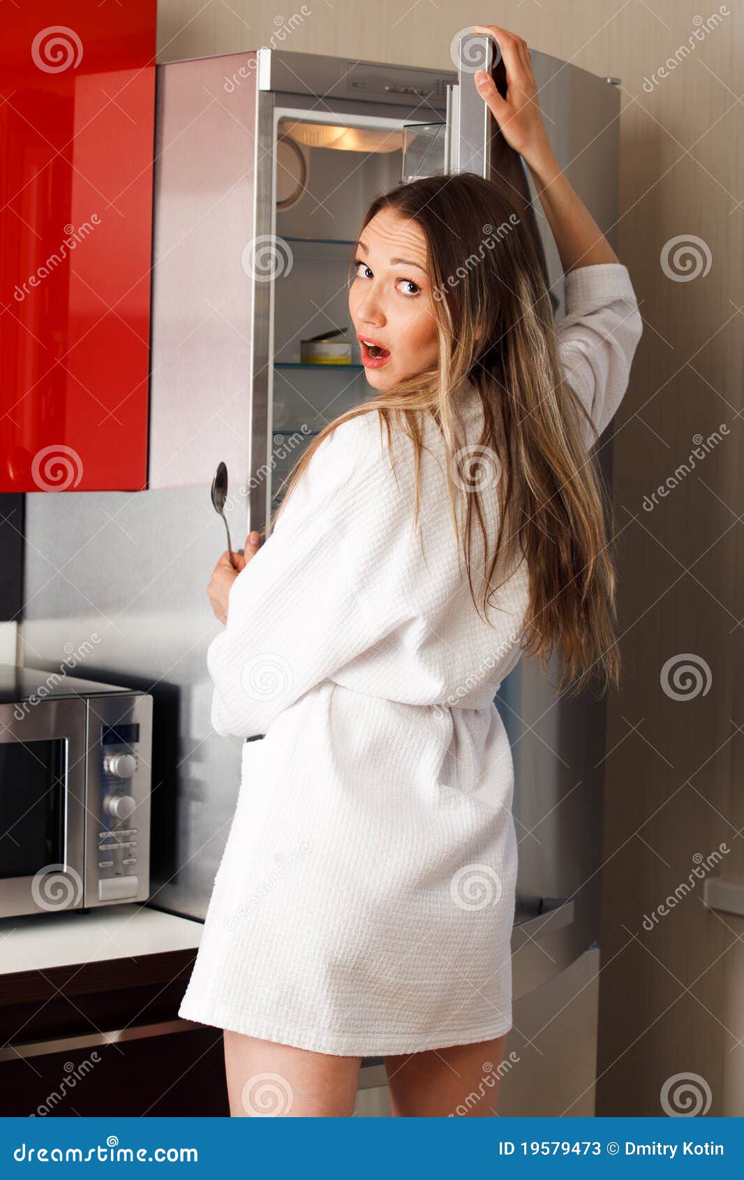 Hungry woman stock image. Image of housekeeper, indoors - 19579473