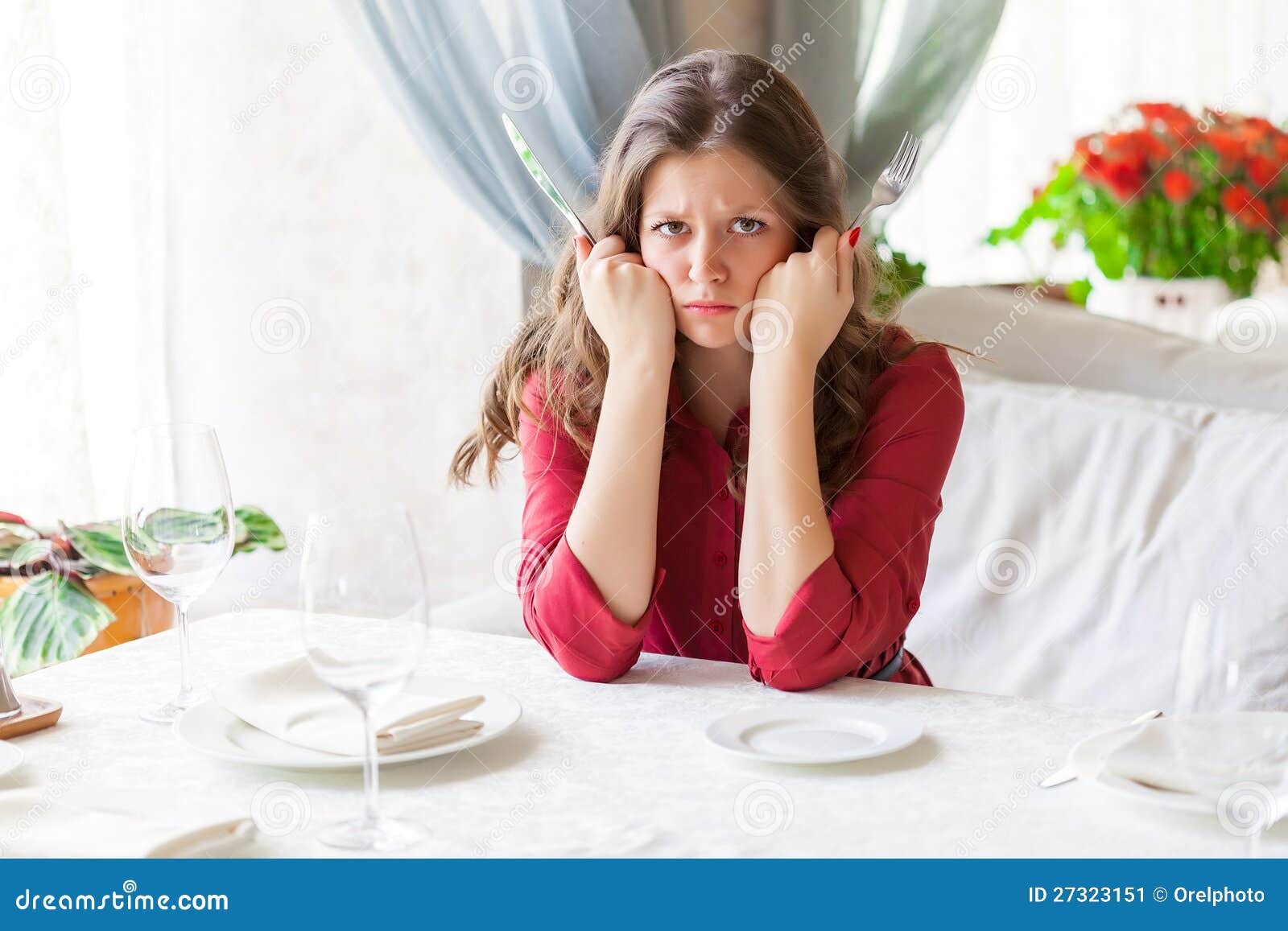 Hungry woman stock image. Image of table, attractive - 27323151