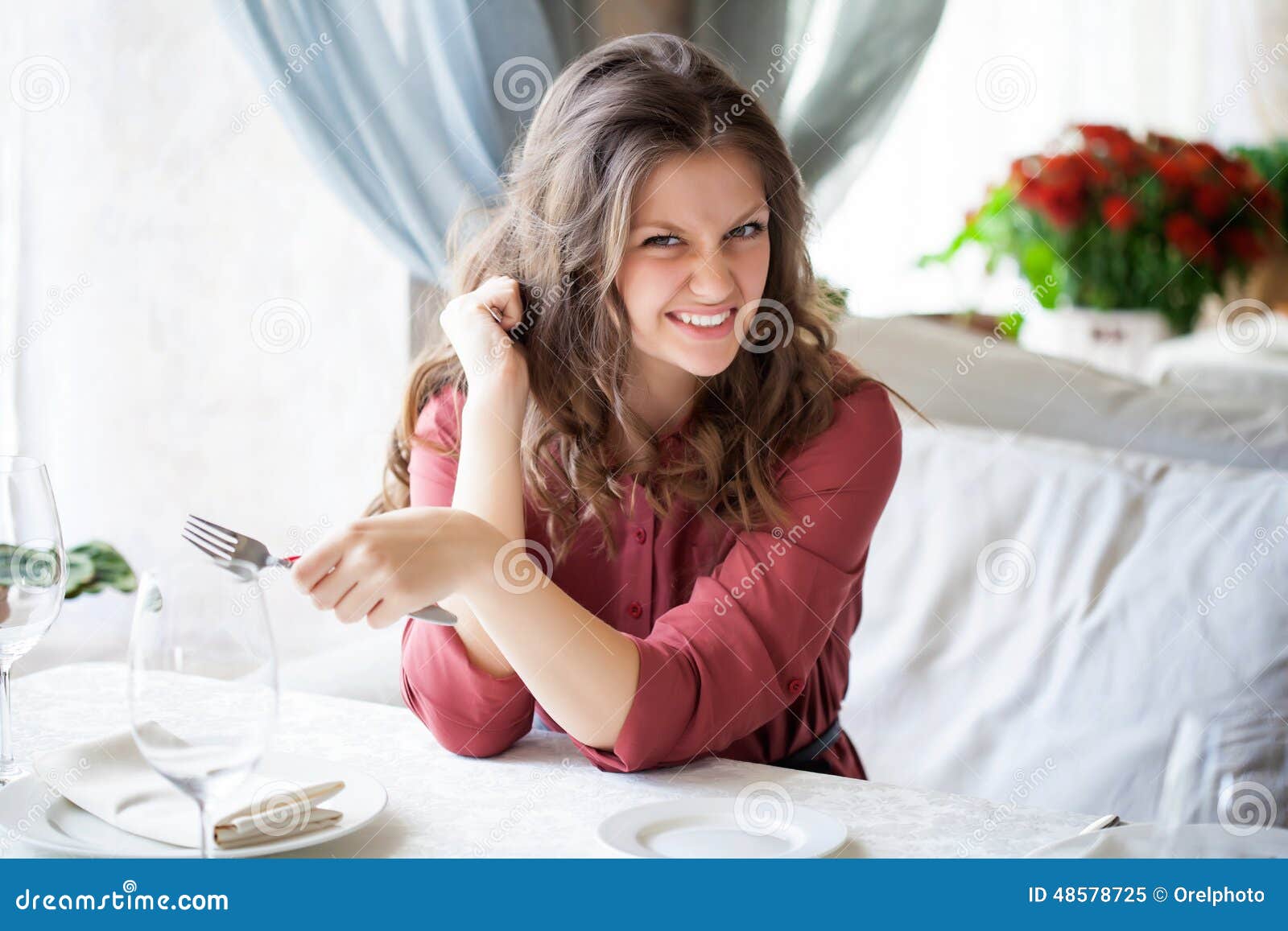 Hungry woman stock image. Image of waiting, cheerful - 48578725