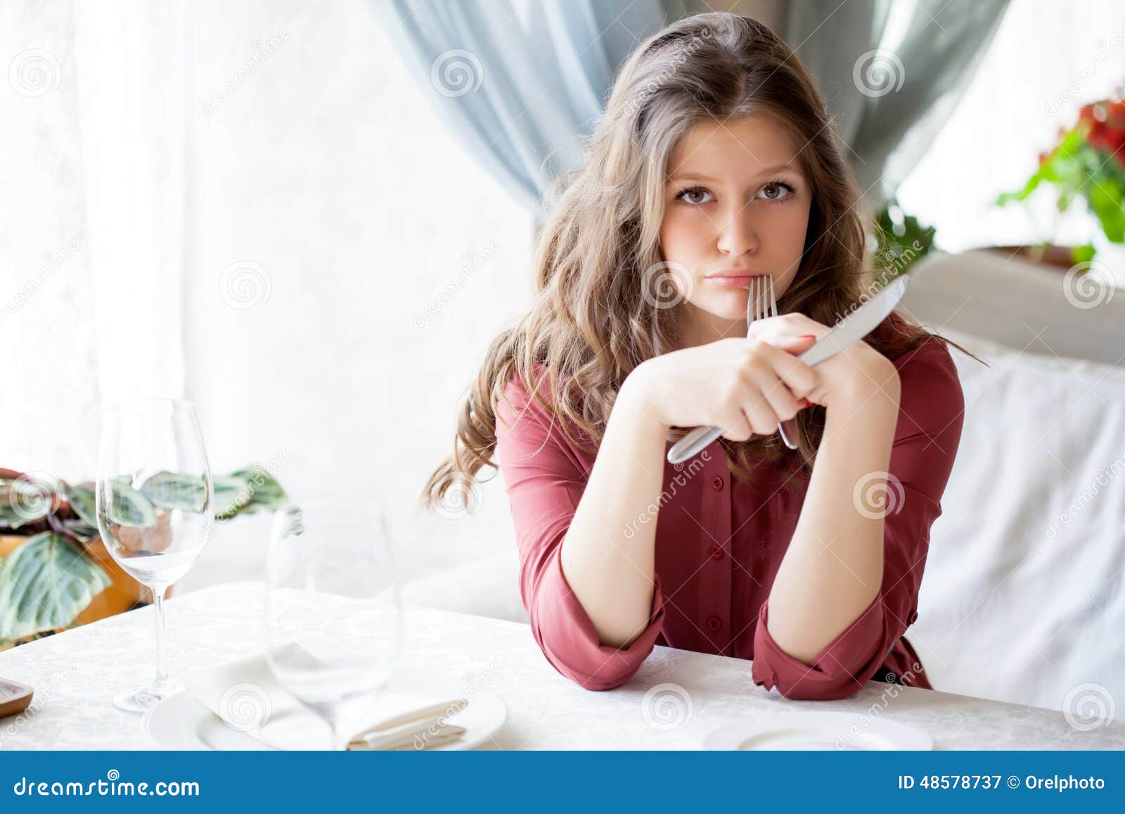 Hungry woman stock image. Image of caucasian, female - 48578737