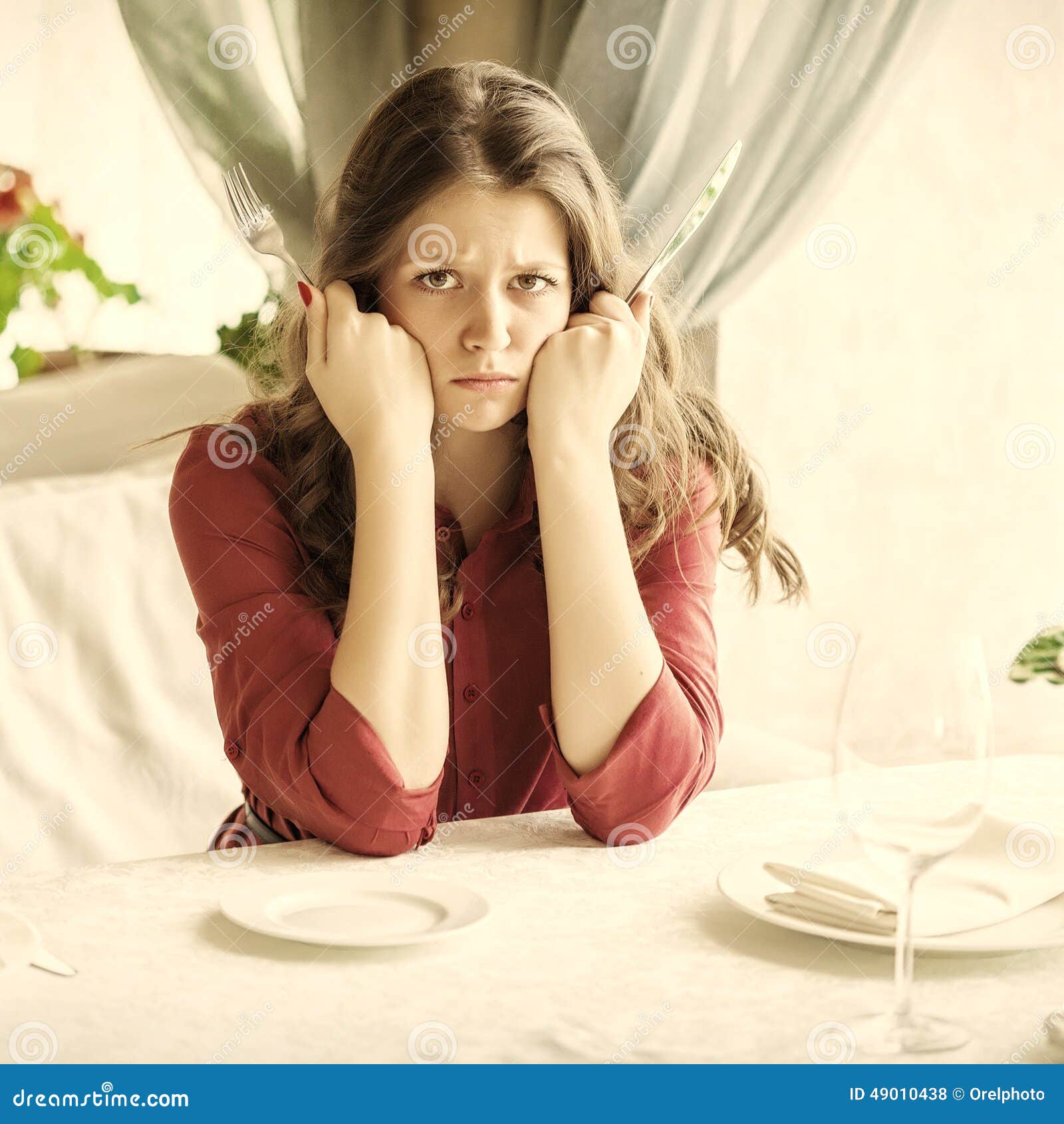 Hungry woman stock photo. Image of female, order, hungry - 49010438