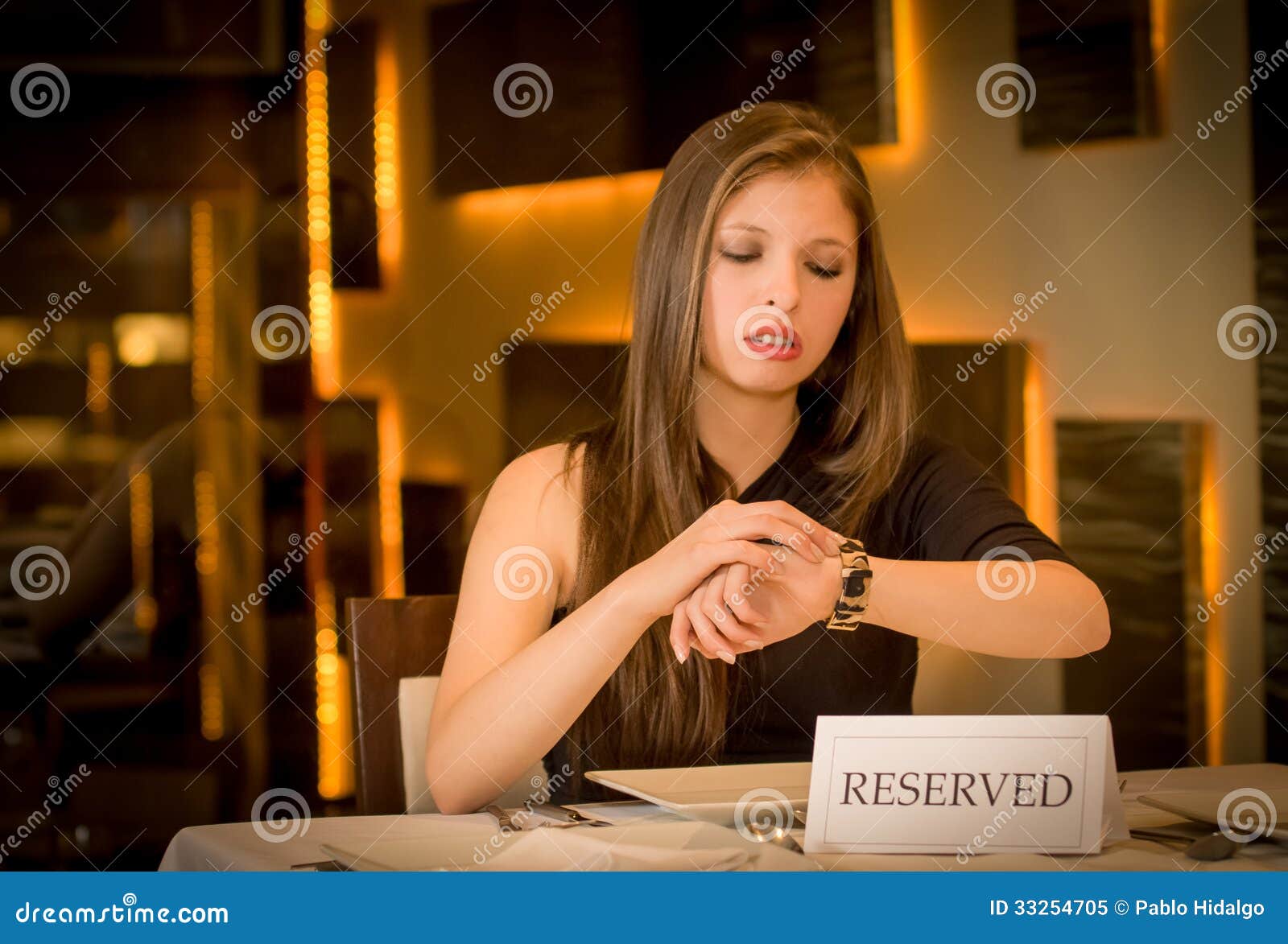 Hungry Woman is Waiting in a Restaurant Stock Image - Image of ...