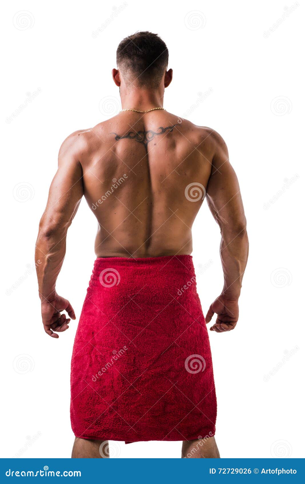Hunk With Towel Around His Neck Back View Stock Photo | CartoonDealer ...