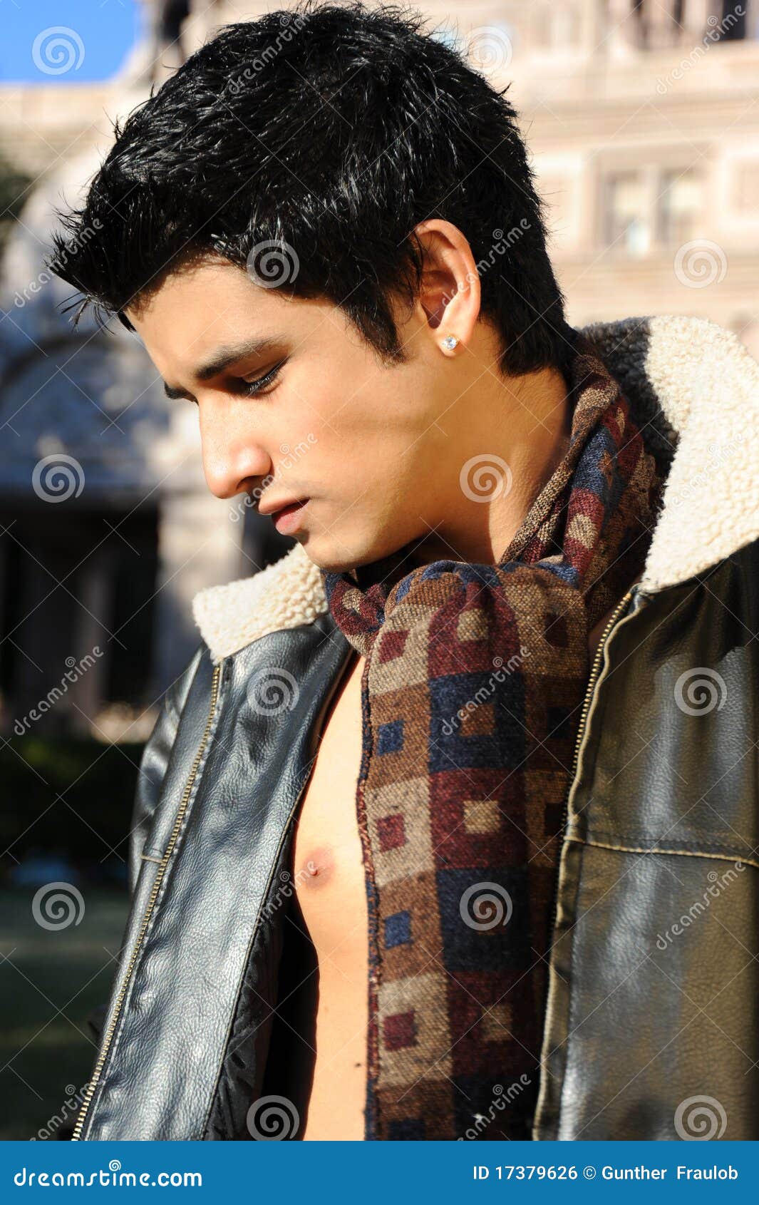 Hunky Young Man In A Leather Jacket Stock Photography | CartoonDealer ...
