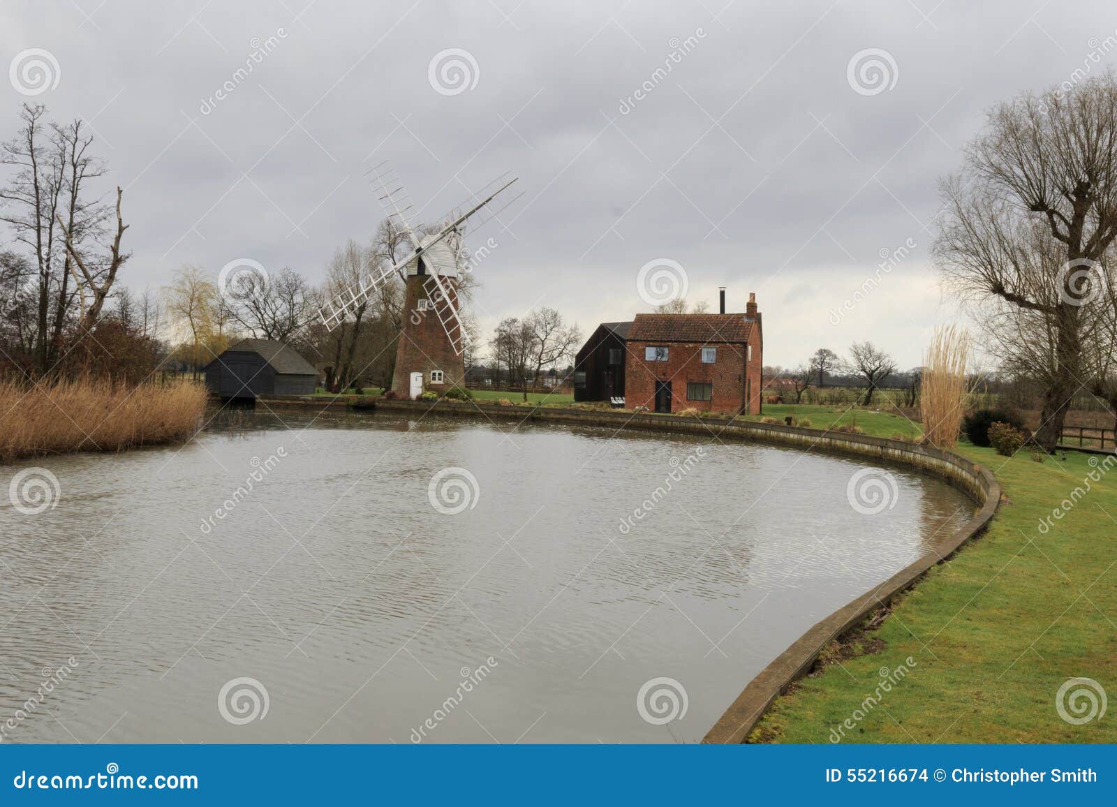Hunsett Drainage Mill stock photo. Image of norfolk, reeds - 55216674