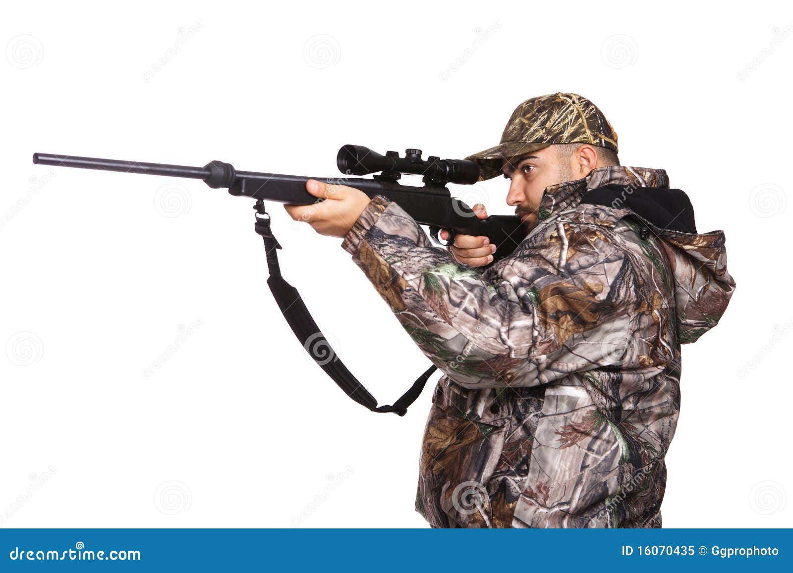 Hunter aiming a rifle stock image. Image of hunter, scope - 16070435