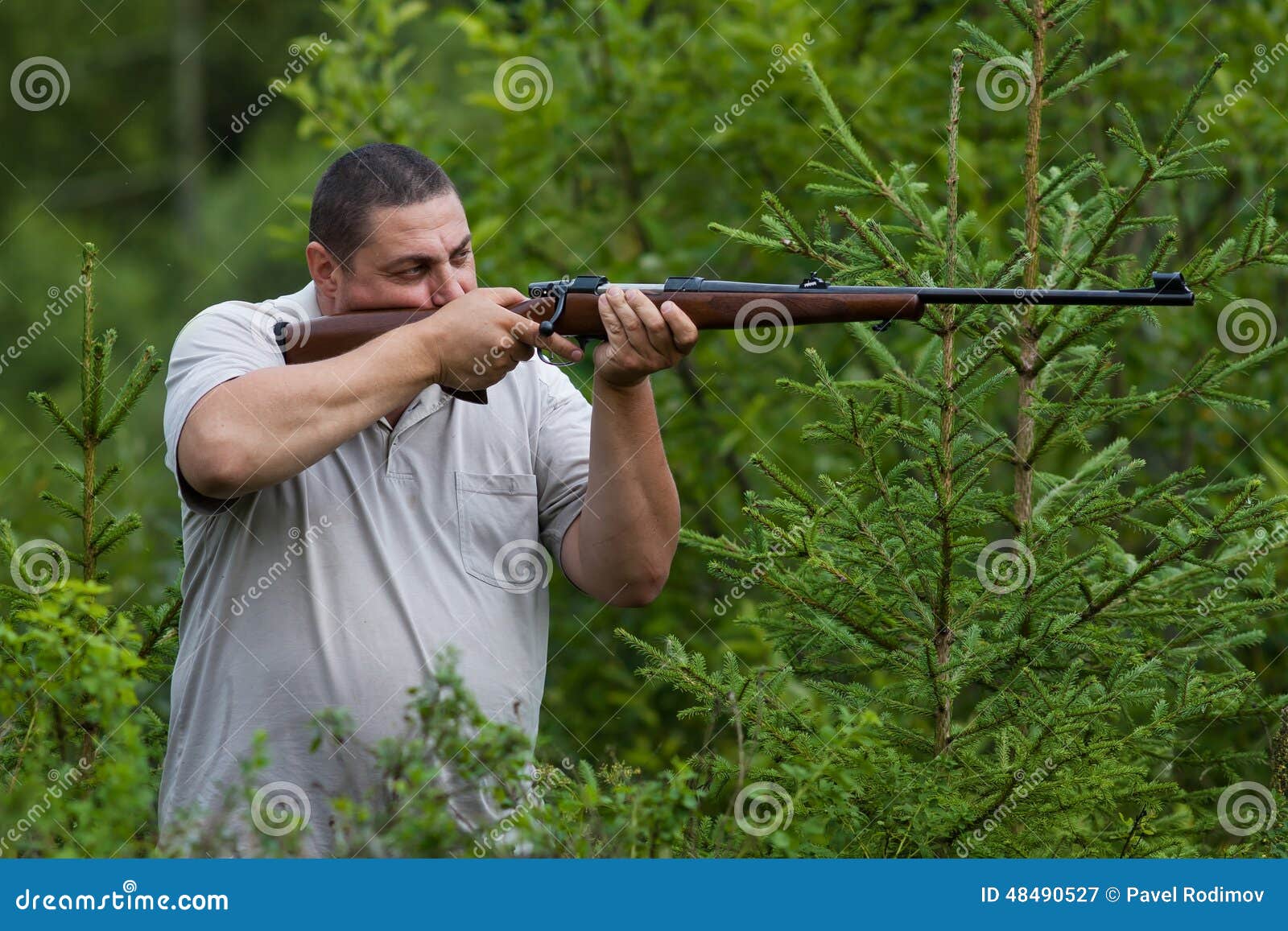 The Hunter Aiming from a Rifle Stock Image - Image of recreational ...